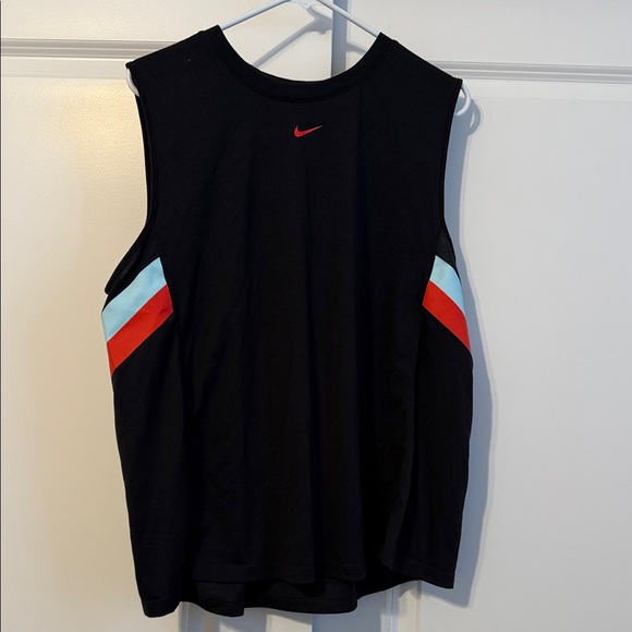 Nike | Tops | Nike Womens Black Muscle Tee With Red And Blue Accents ...